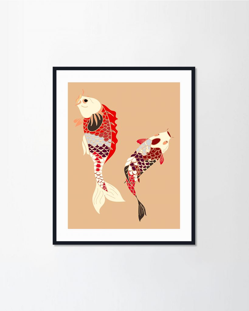 รูปภาพพร้อมกรอบแขวนผนัง Japanese carp - PENNELLO