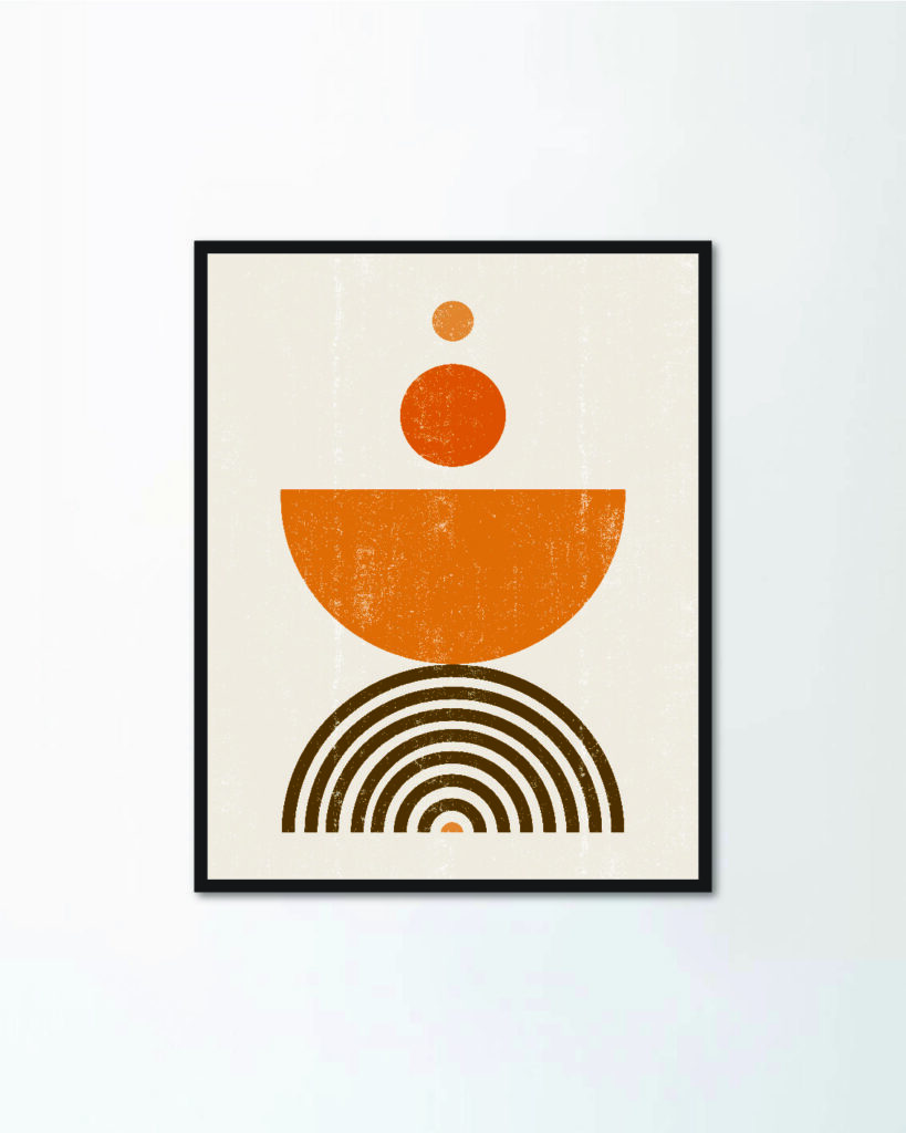รูปภาพพร้อมกรอบแขวนผนัง Burnt orange sun print boho - PENNELLO